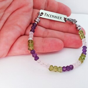 Pacemaker Medical Id Bracelet Genuine Gemstones Peridot, Amethyst, and ...