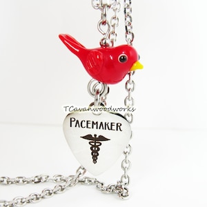 Pacemaker Red Bird Cardinal Necklace Pacemaker Stainless Medical Id ...