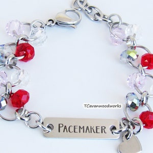 Pacemaker Heart Charm Medical Alert Id Bracelet, Bar Style Pacemaker Id ...