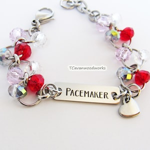 Pacemaker Heart Charm Medical Alert Id Bracelet, Bar Style Pacemaker Id ...