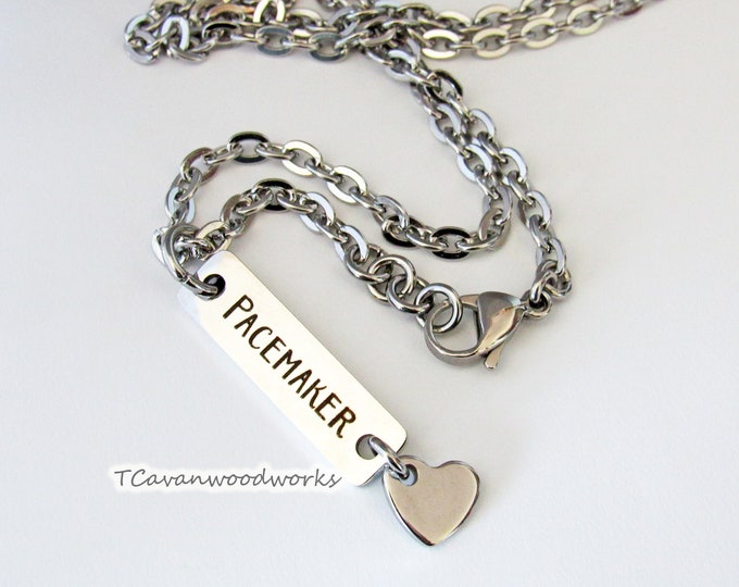 PACEMAKER NECKLACE STAINLESS Unisex Men and Women Heart Patient Medical ...
