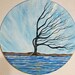 Windswept tree painting wind swept tree art ocean waves | Etsy