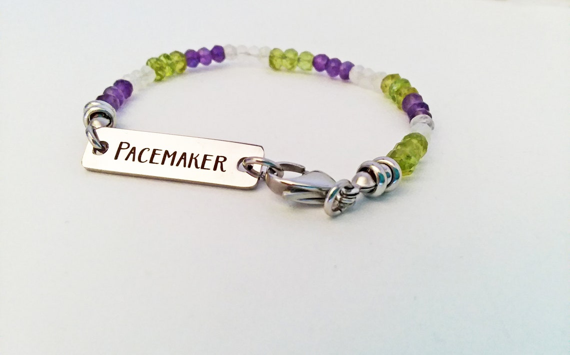 Pacemaker Medical Id Bracelet Genuine Gemstones Peridot - Etsy