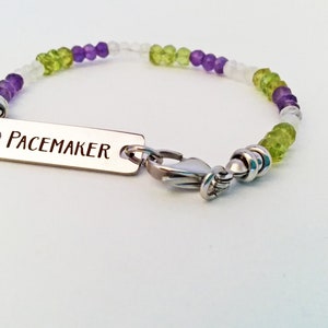 Pacemaker Medical Id Bracelet Genuine Gemstones Peridot, Amethyst, and ...