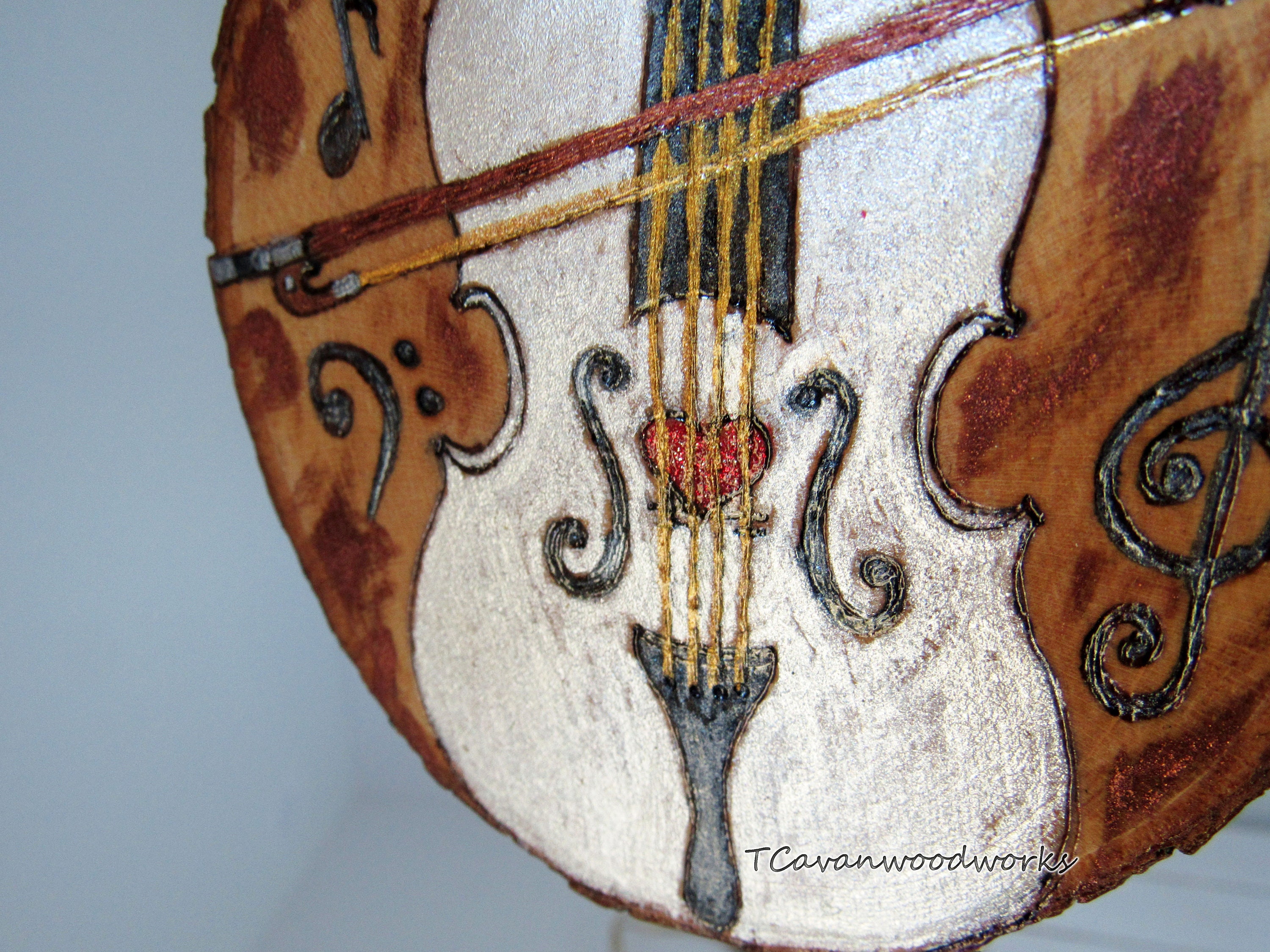 Violin / Cello Wood Ornaments Wood Burning Art Cello Ornament Violin ...
