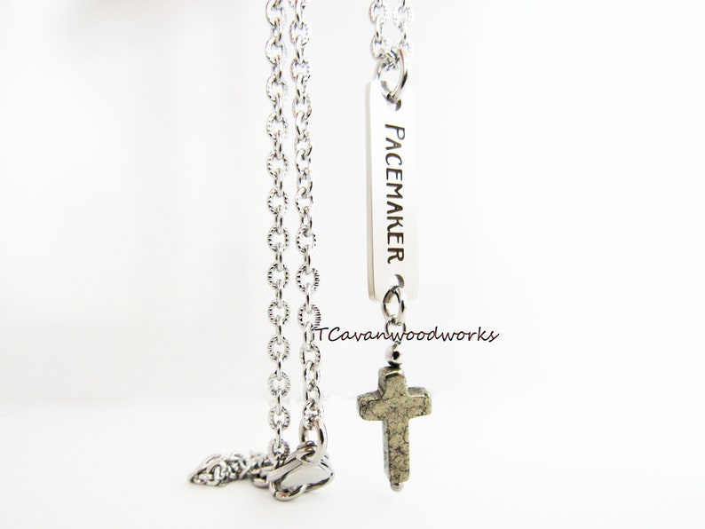 Pacemaker Medical Id Necklace Pyrite Gemstone Cross Pacemaker - Etsy