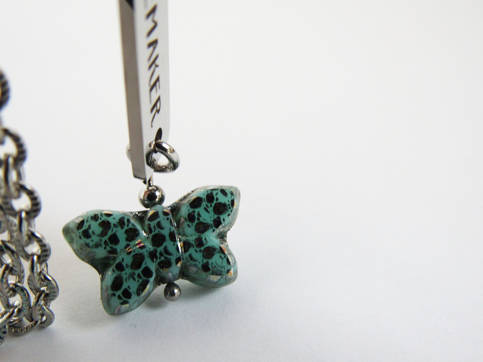 Pacemaker Necklace Stainless Turquoise Glass Butterfly Charm Pacemaker ...