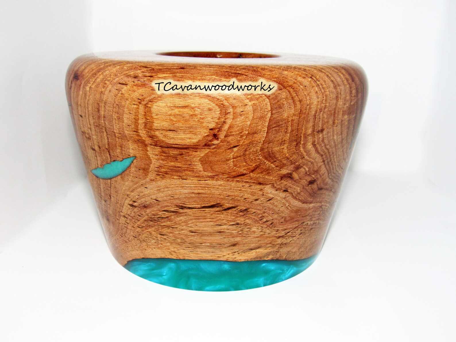 Turquoise Blue Resin Inlaid Wood Bowl Southwest Style Natural - Etsy