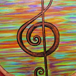 Treble Clef Wall Art, Wood Art, Metallic Abstract Colors, Music Wall ...