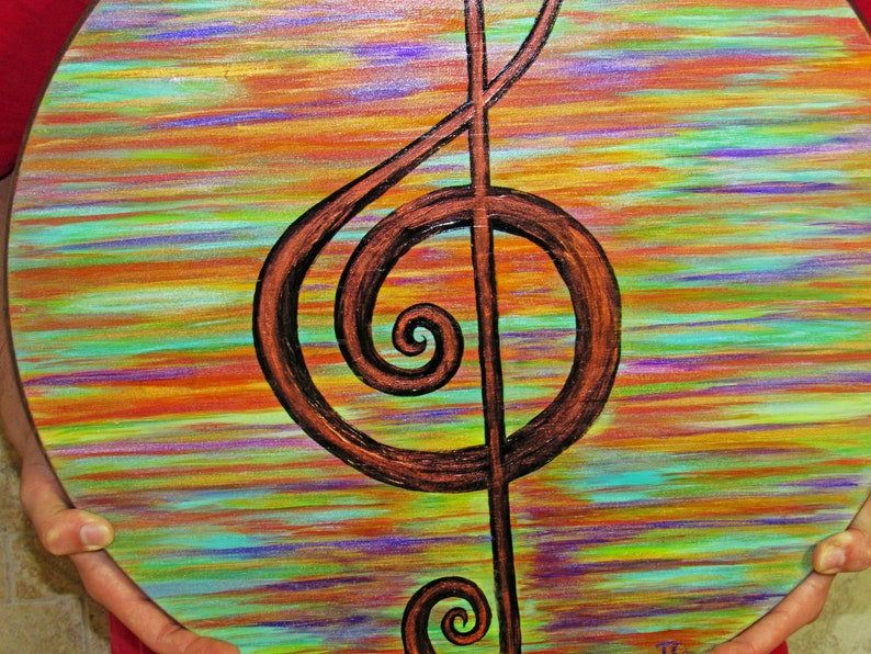 Treble clef wall art wood art metallic abstract colors | Etsy