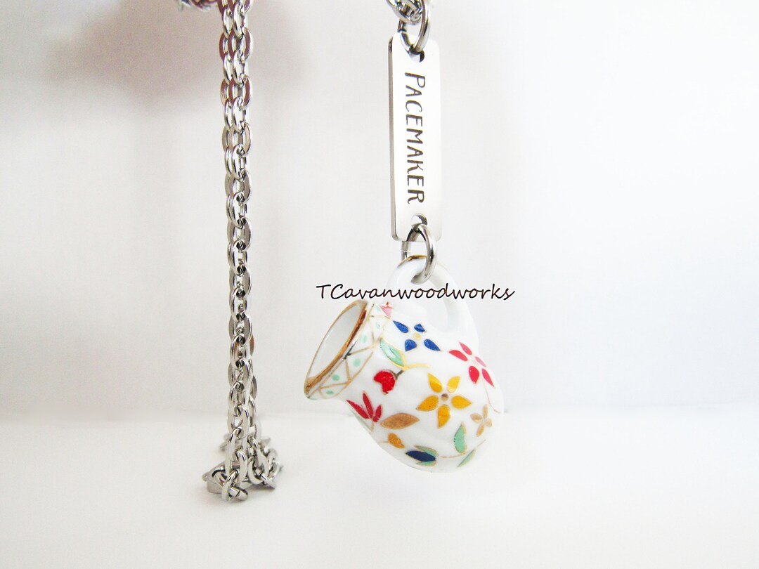 Pacemaker Necklace Floral Ceramic Tea Pitcher Pacemaker Jewelry Gifts ...