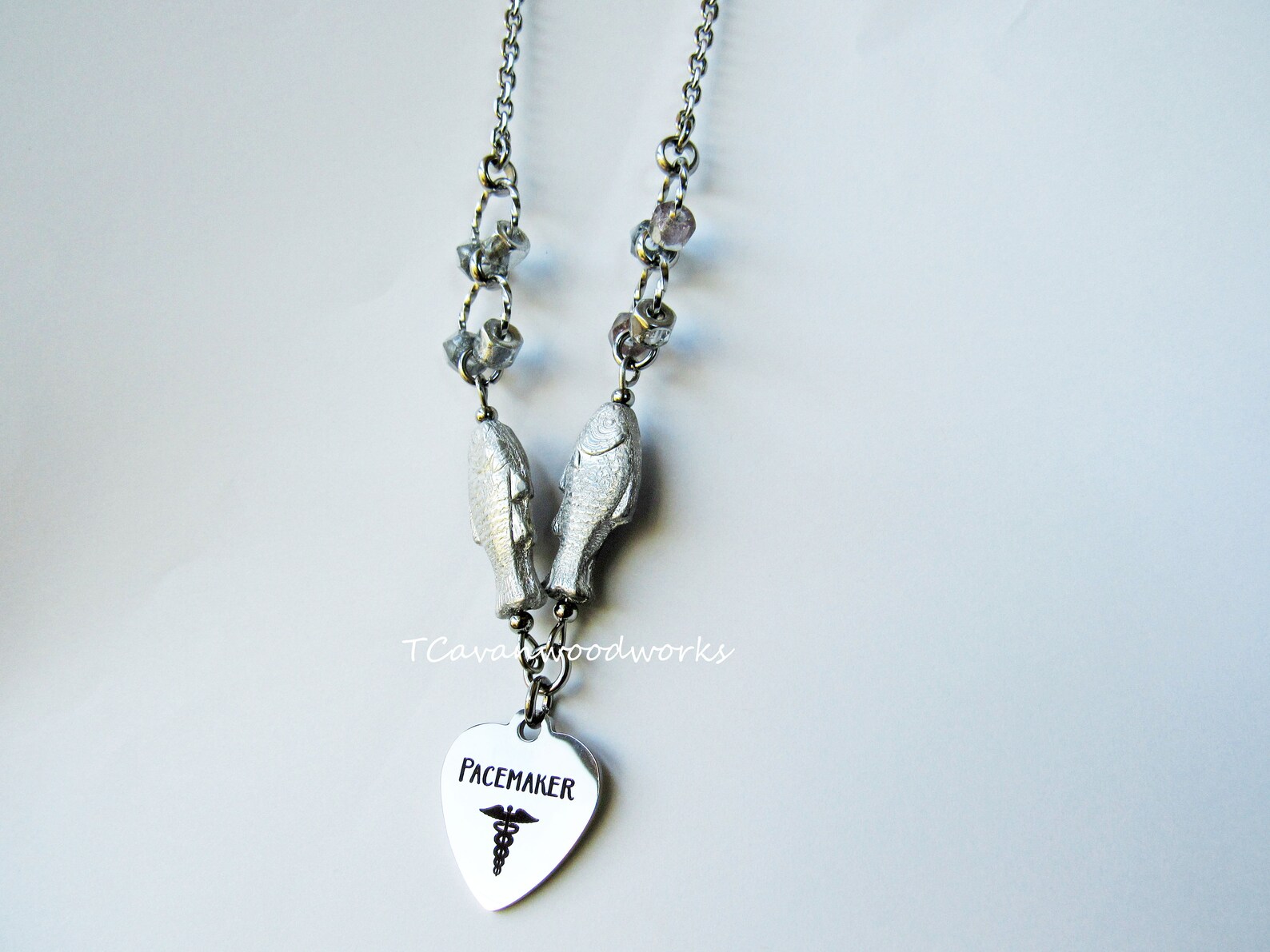 Pacemaker Necklace Fish Themed Pendant Glass Bead Pacemaker - Etsy