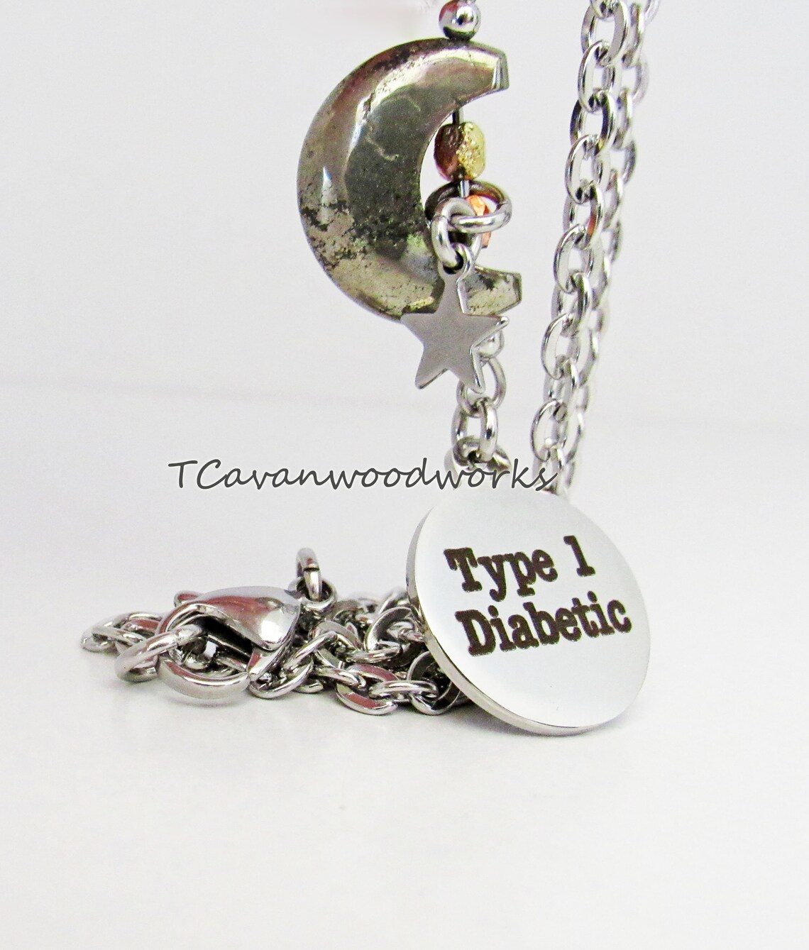 Type 1 Diabetic Medical Alert Pendant Necklace Celestial - Etsy