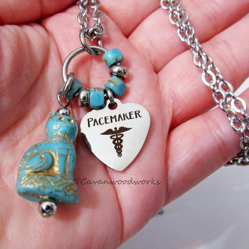 Pacemaker Necklace Turquoise Blue Czech Cat Pacemaker | Etsy