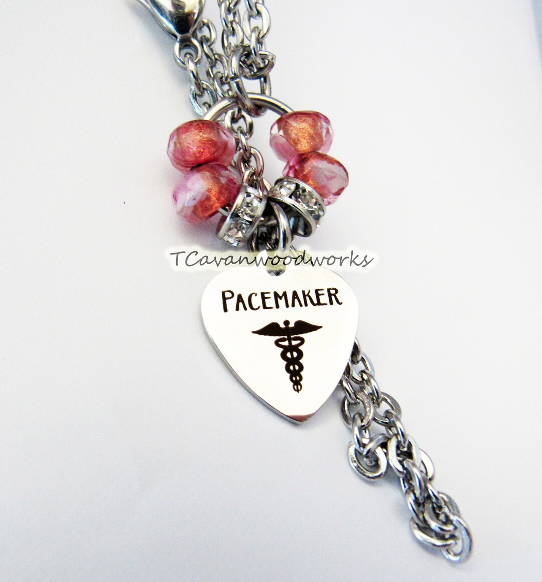Pacemaker Necklace Medical Alert Id Pacemaker Charm Necklace Pink ...