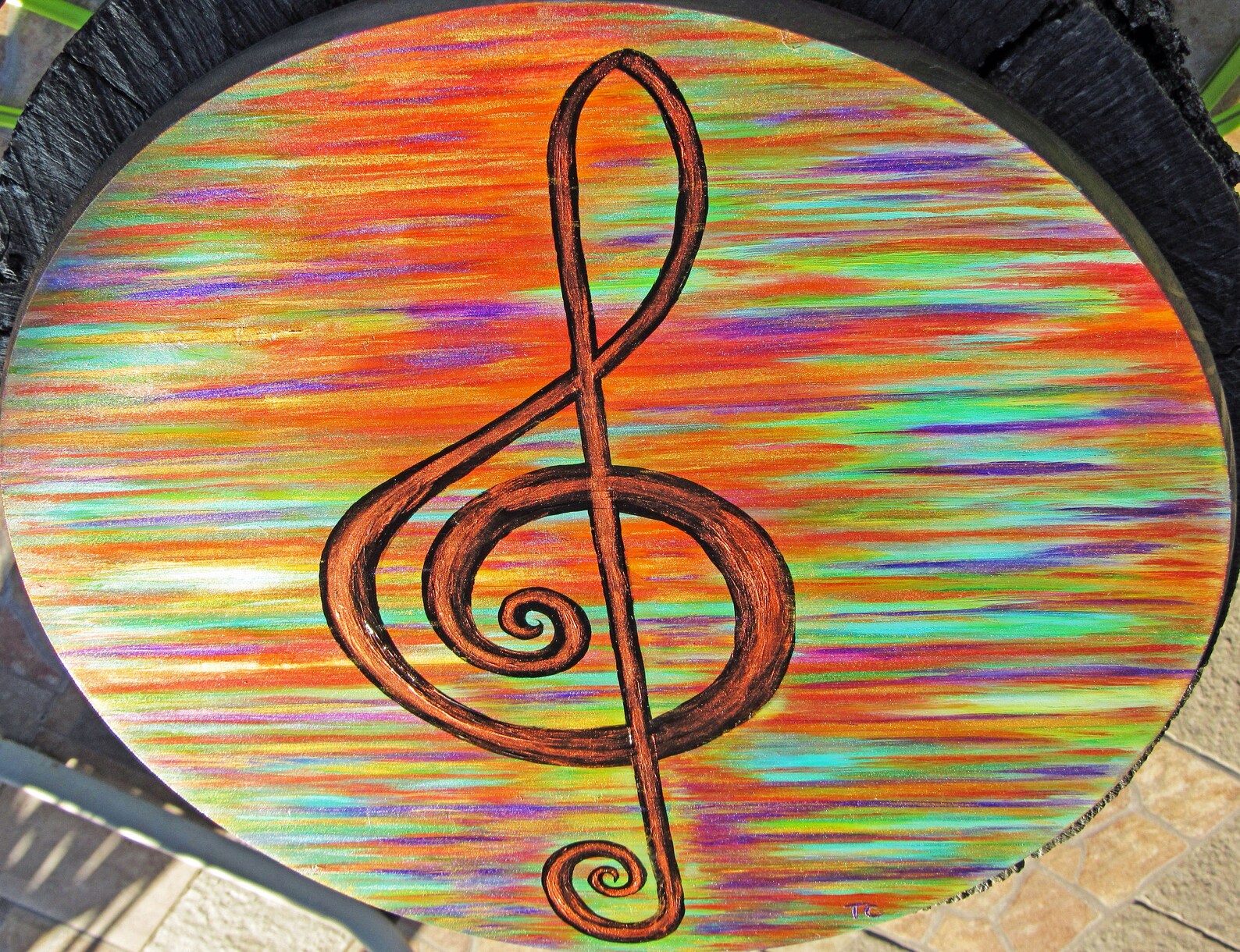 Treble clef wall art wood art metallic abstract colors | Etsy