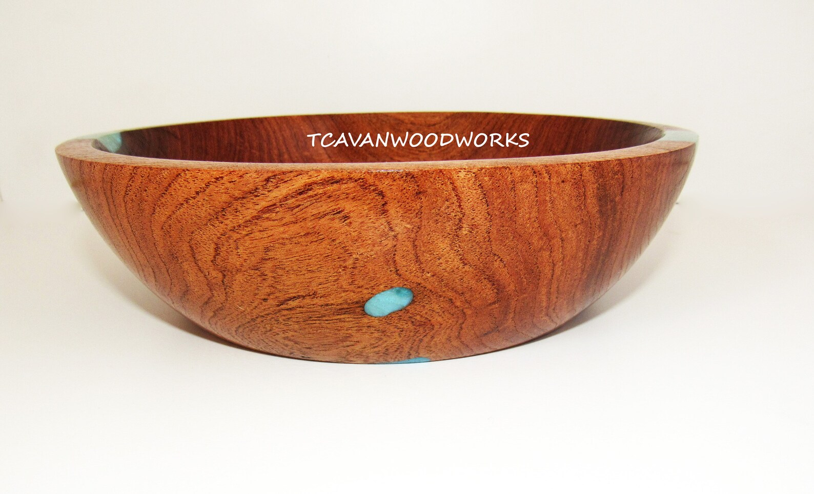 RESIN INLAID Wood Bowl Hand Turned Wood Bowl Aqua Blue Resin Inlay ...