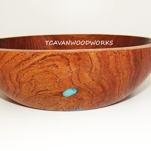 RESIN INLAID Wood Bowl Hand Turned Wood Bowl Aqua Blue Resin Inlay ...