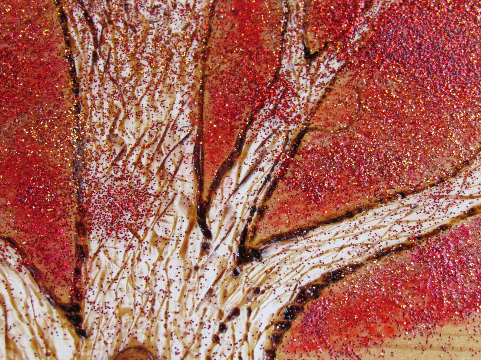 Fall Red Tree Wood Glitter Painting Wood Burned Acrylic - Etsy