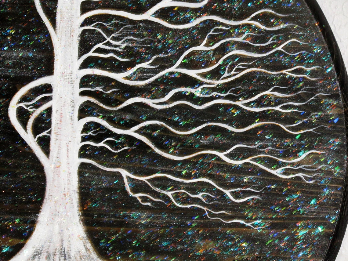 Stars Night Sky Tree Painting glitter Storm Tree - Etsy