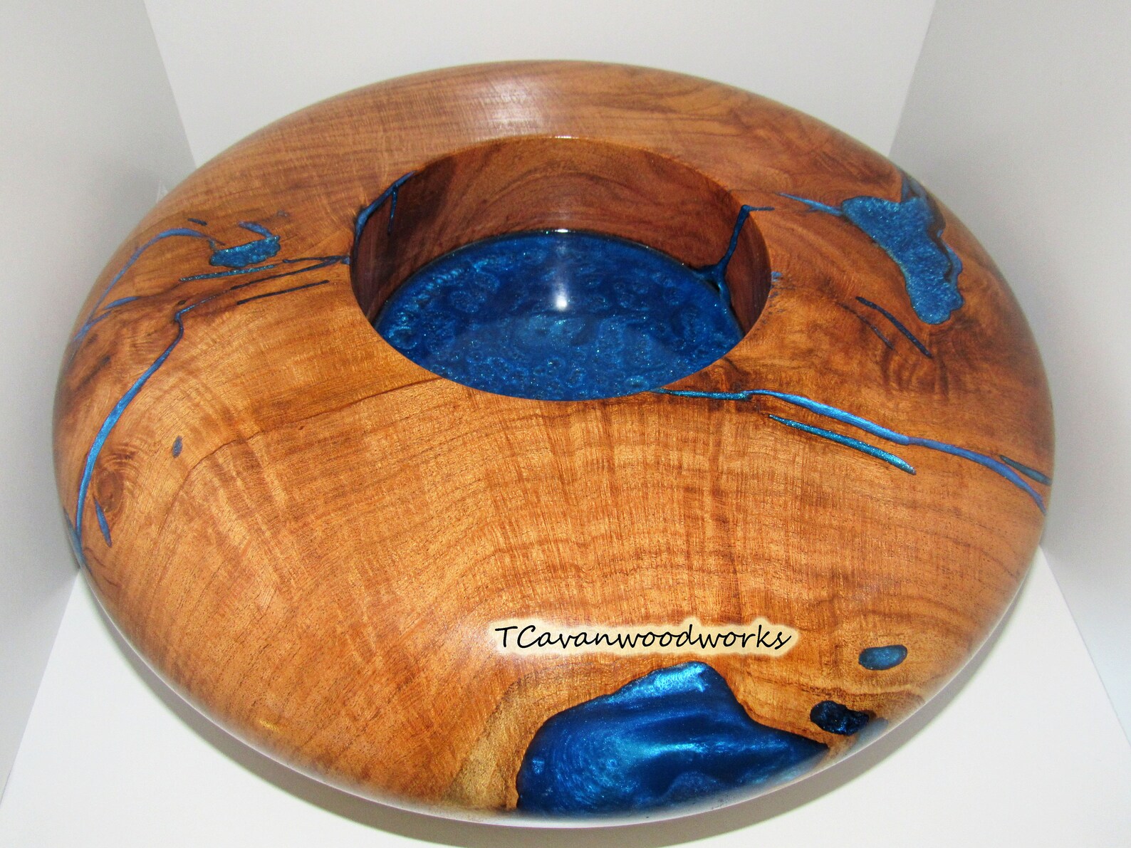 Resin Inlaid Wood Sculpture Mesquite Root Ball Woodturning Blue ...
