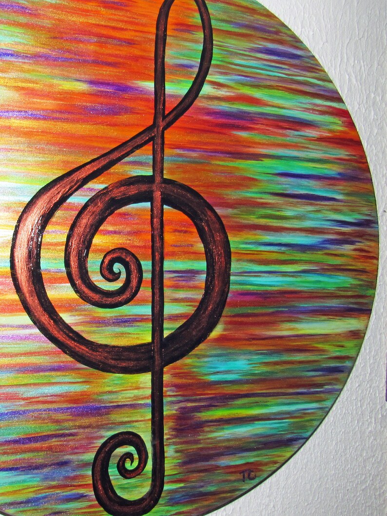 Treble clef wall art wood art metallic abstract colors | Etsy