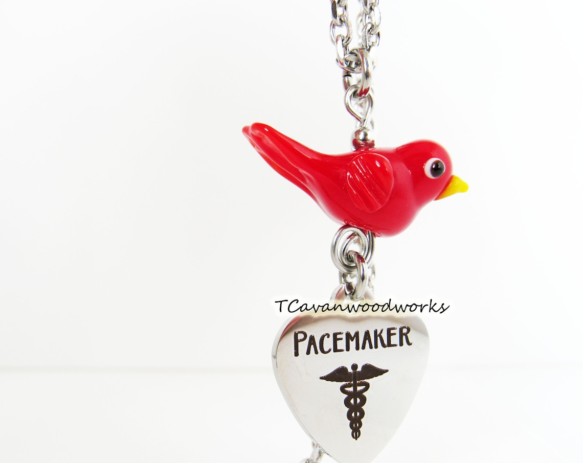 Pacemaker Red Bird Cardinal Necklace Pacemaker Stainless Medical Id ...