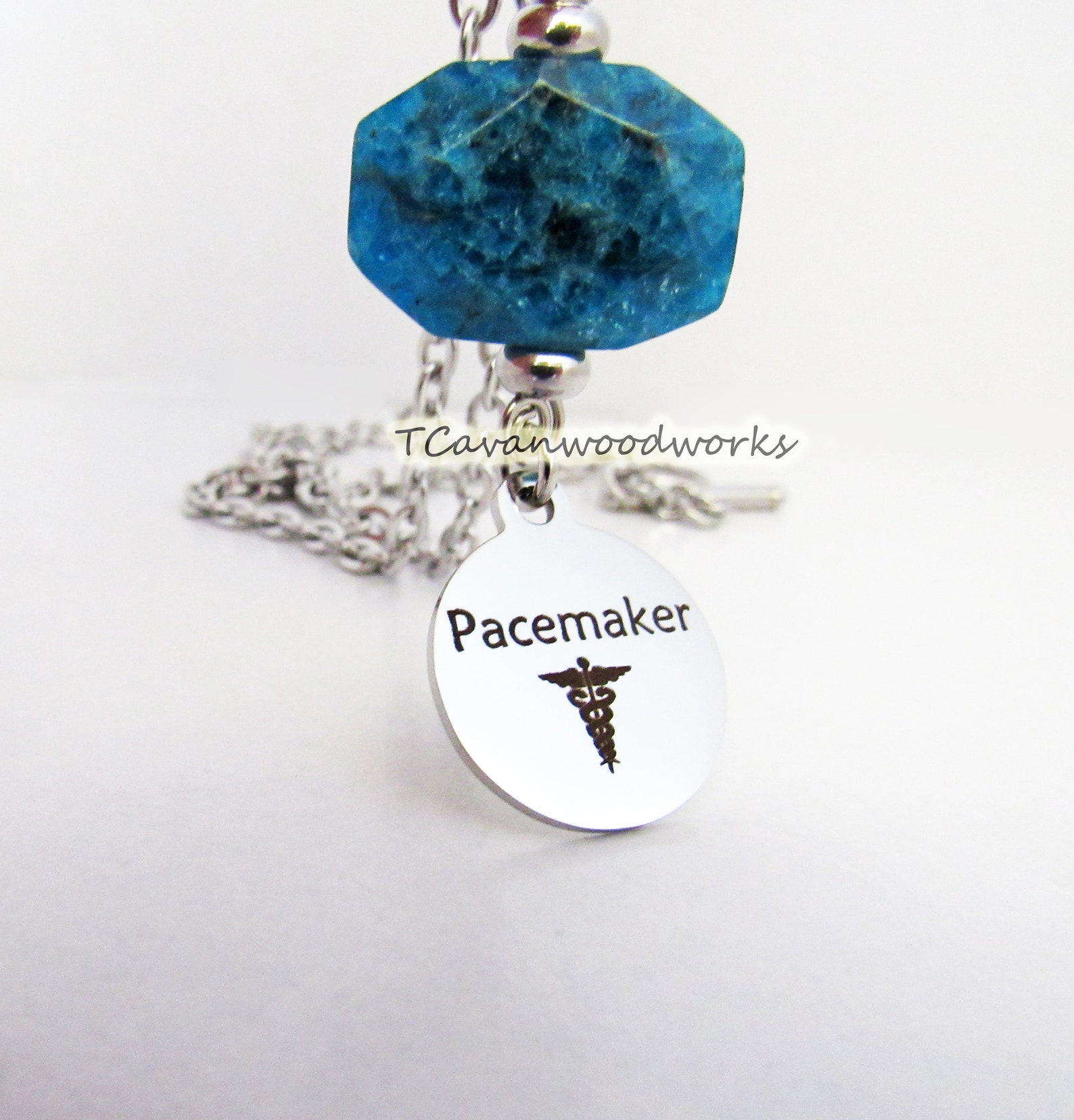 Pacemaker Gemstone Medical Alert Id Necklace Stainless Genuine | Etsy