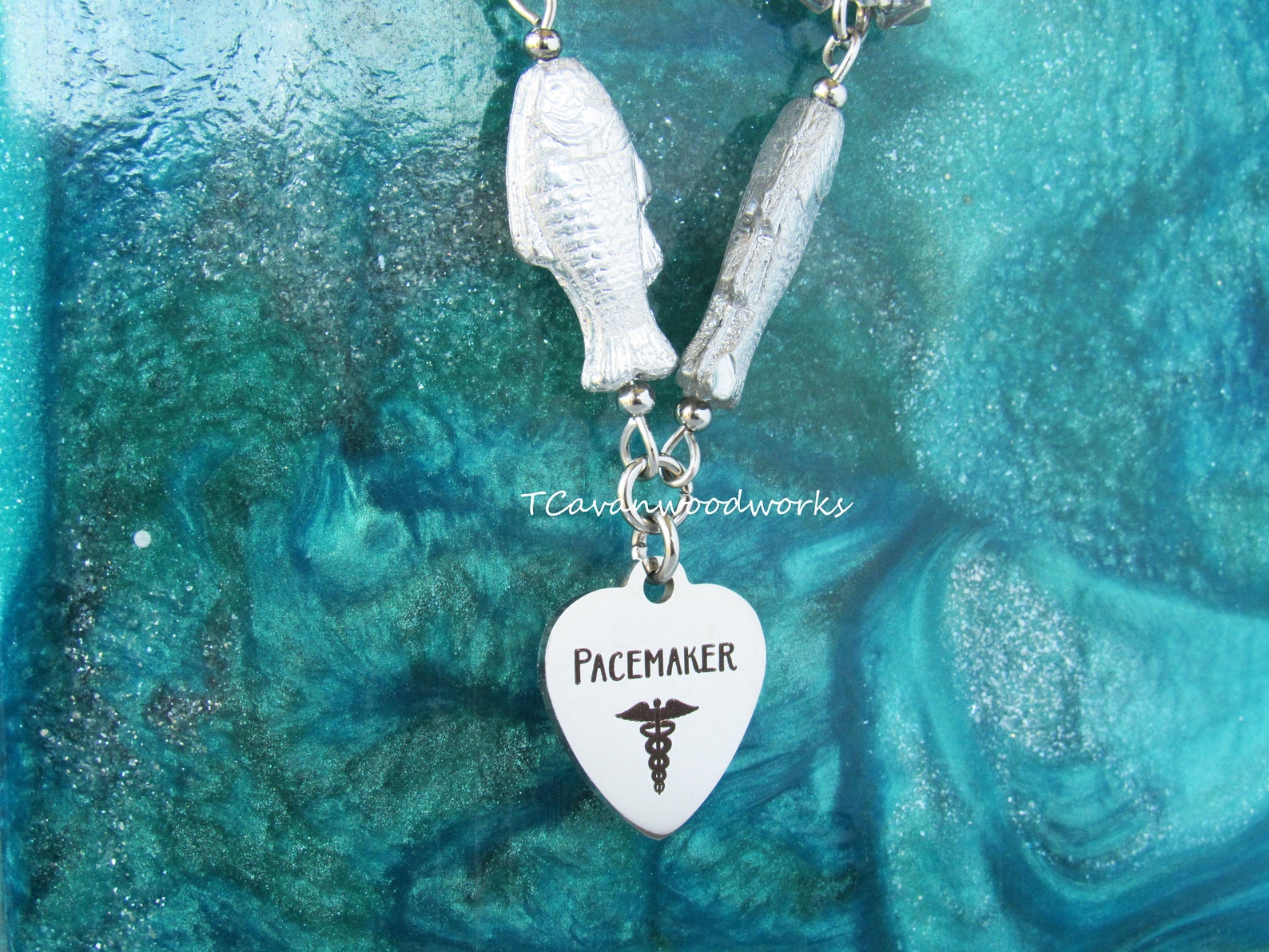 Pacemaker Necklace Fish Themed Pendant Glass Bead Pacemaker - Etsy