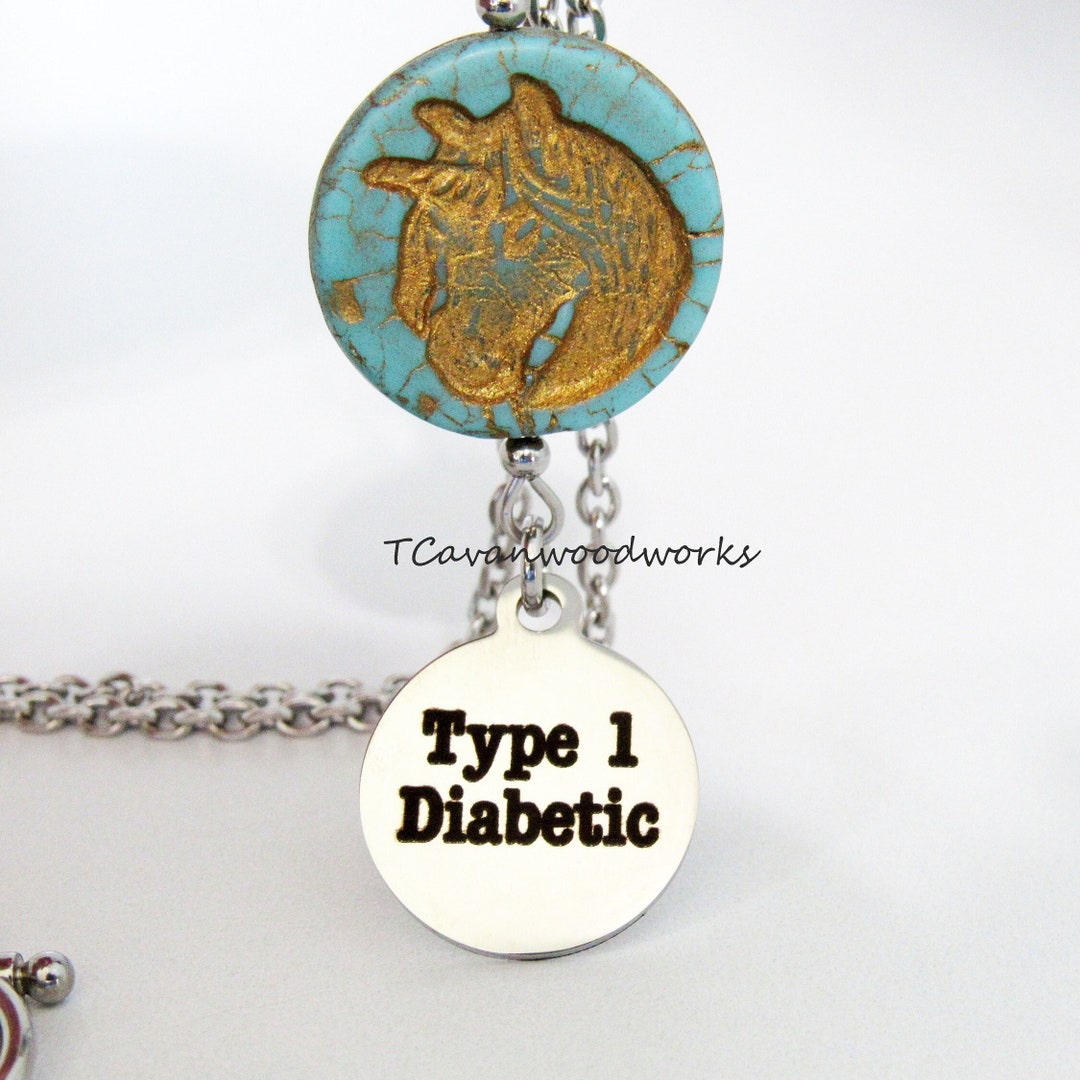 Type 1 Diabetic Id Necklace Unicorn Coin Pendant Type One Diabetes ...