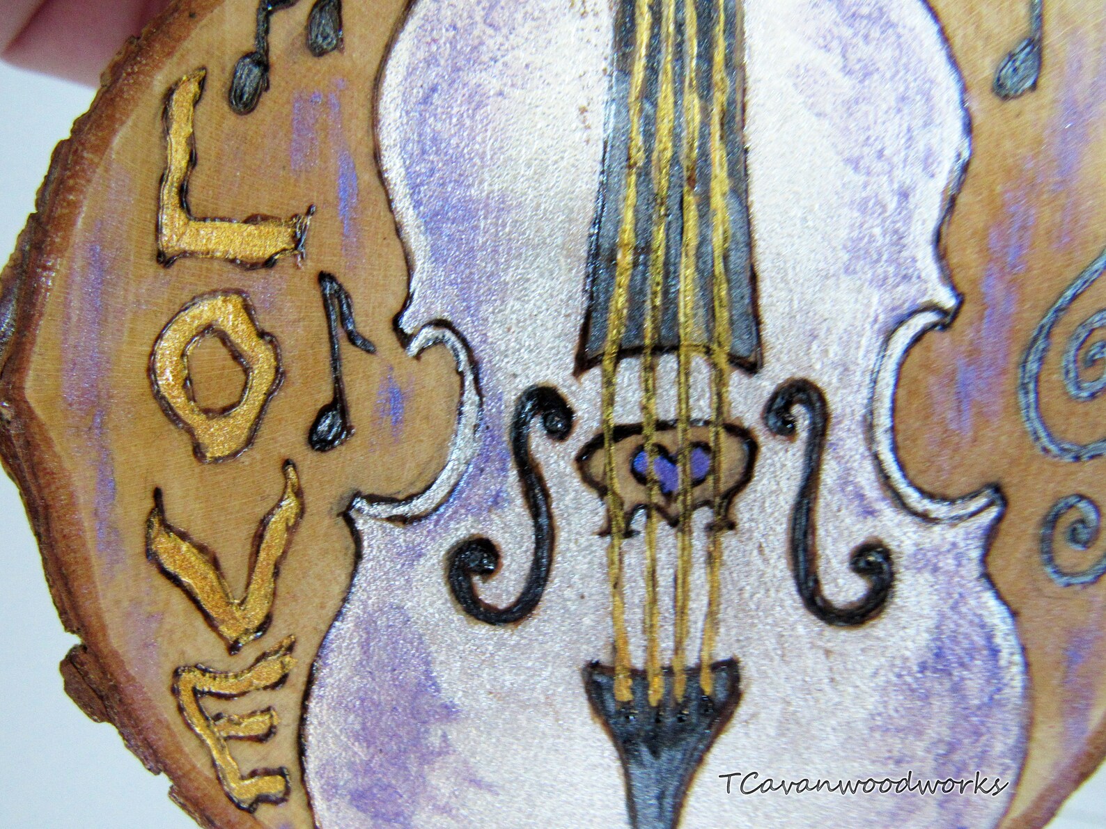 Violin / Cello Wood Ornaments Wood Burning Art Cello Ornament Violin ...