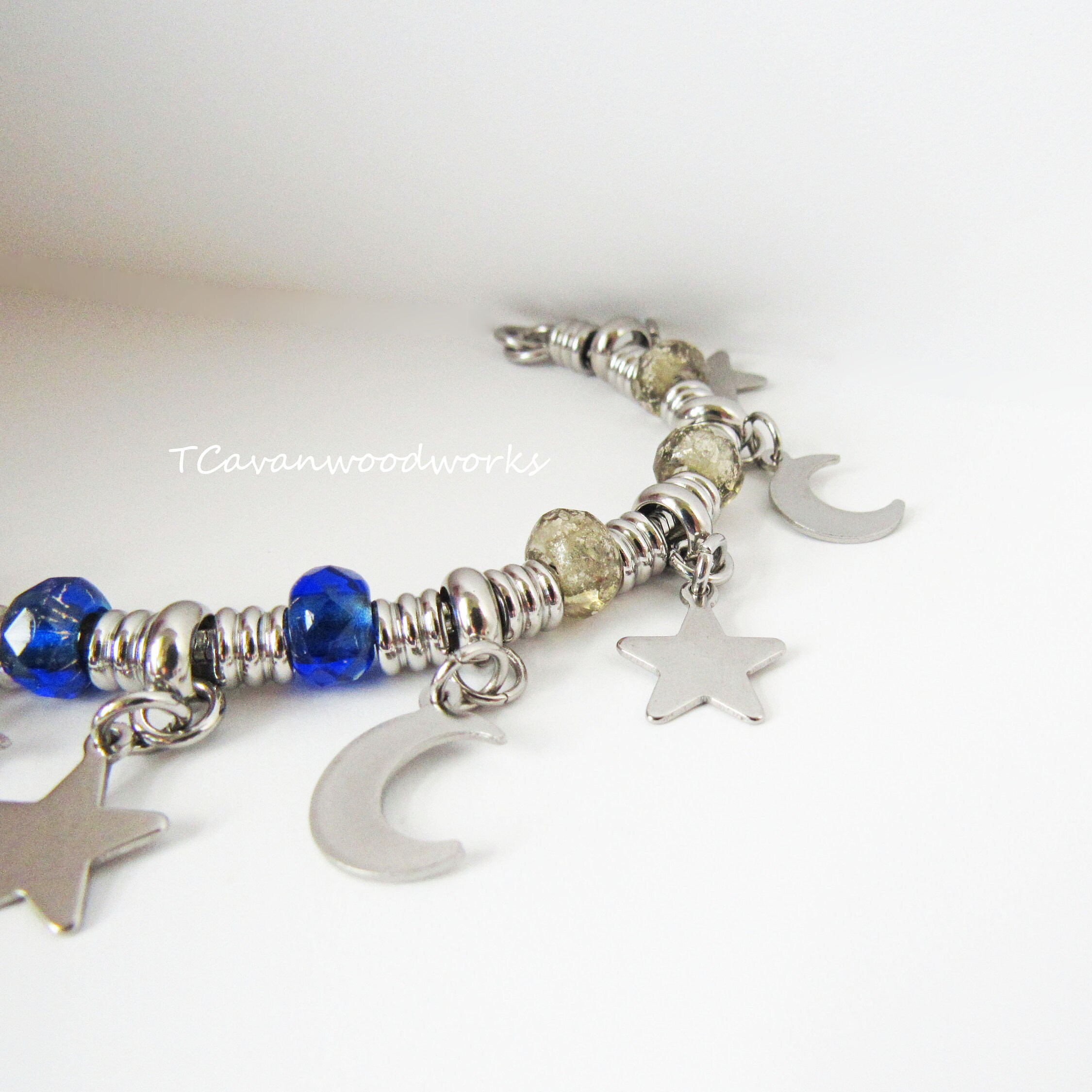 Crescent Moon Star charm bracelet Astronomy moon bracelet moon | Etsy