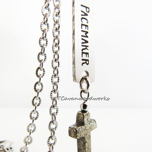 Pacemaker Medical Id Necklace Pyrite Gemstone Cross Pacemaker Stainless ...