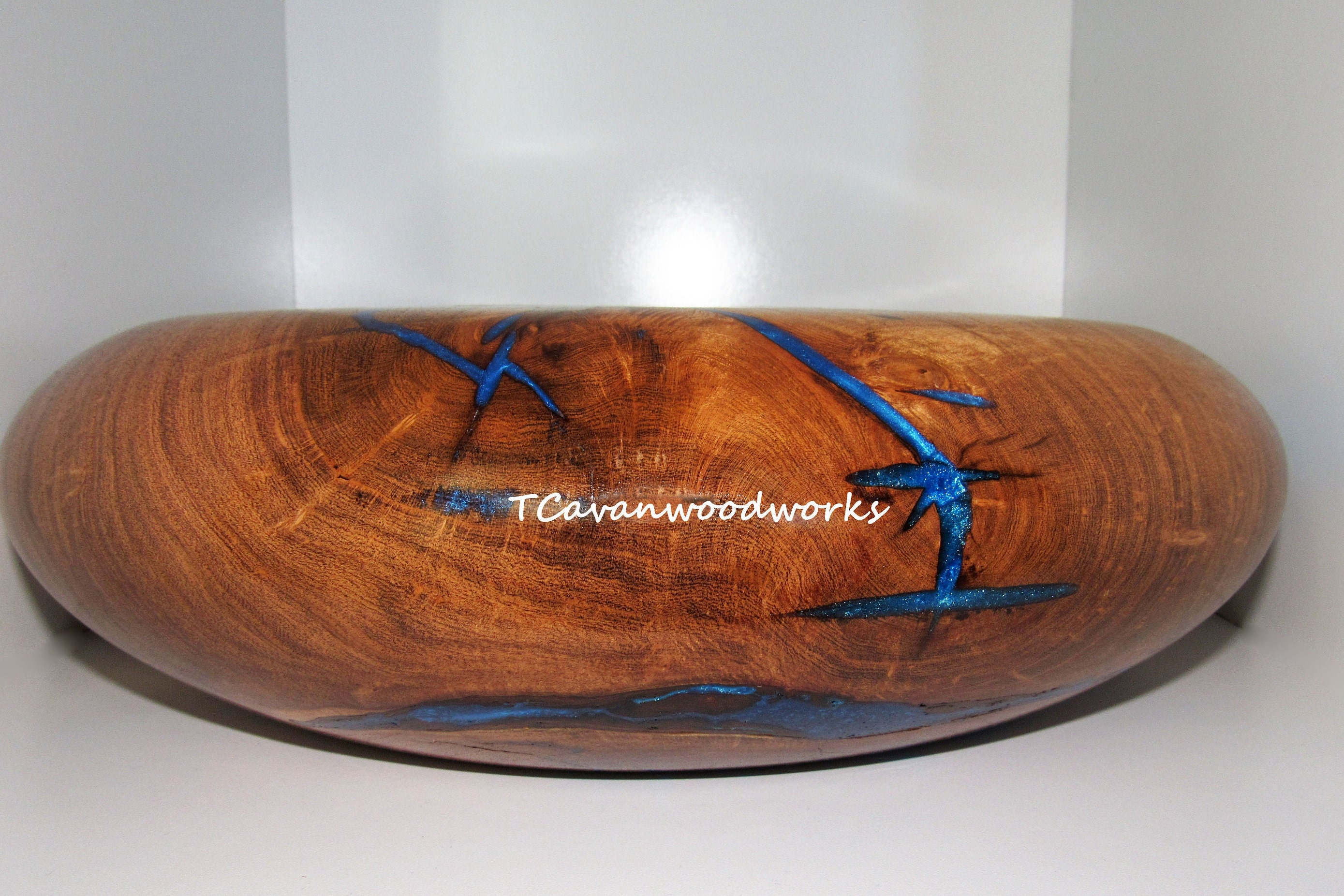 Resin Inlaid Wood Sculpture Mesquite Root Ball Woodturning Blue ...