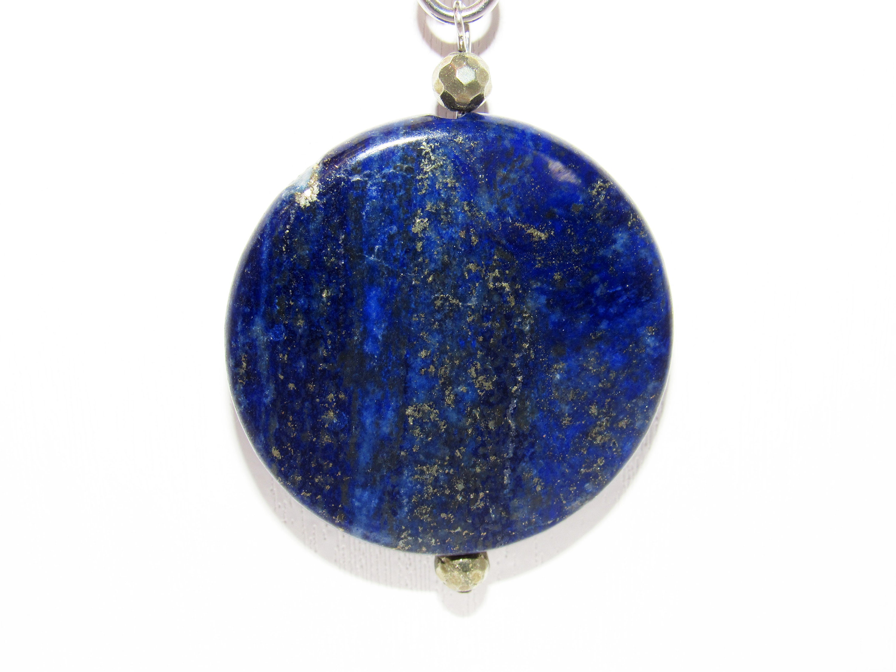 Large Lapis Round Pendant Unique Starry Night Sky Look in the Gemstone ...