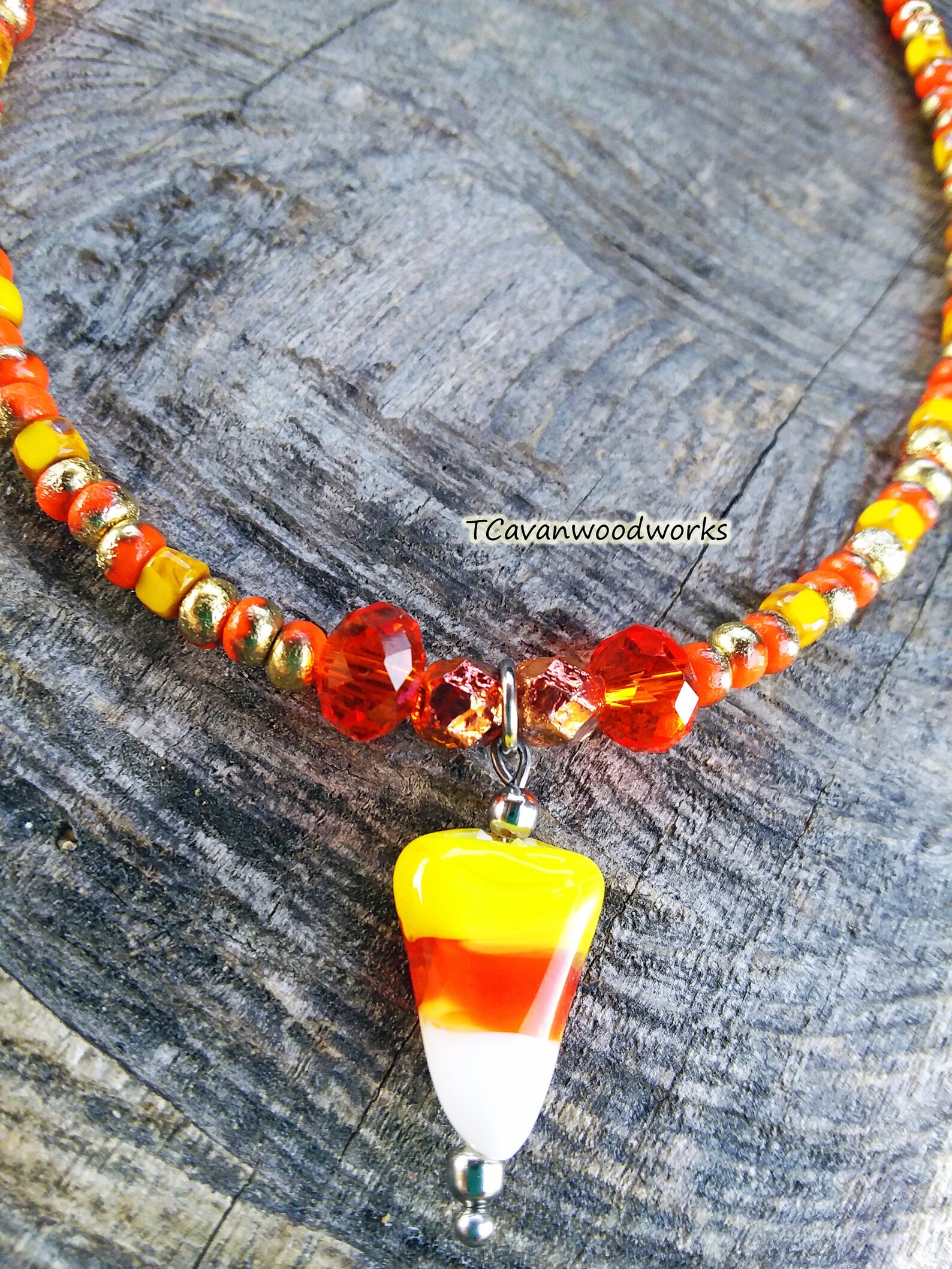 CANDY CORN NECKLACE Glass Candy Corn Fall Necklace - Etsy