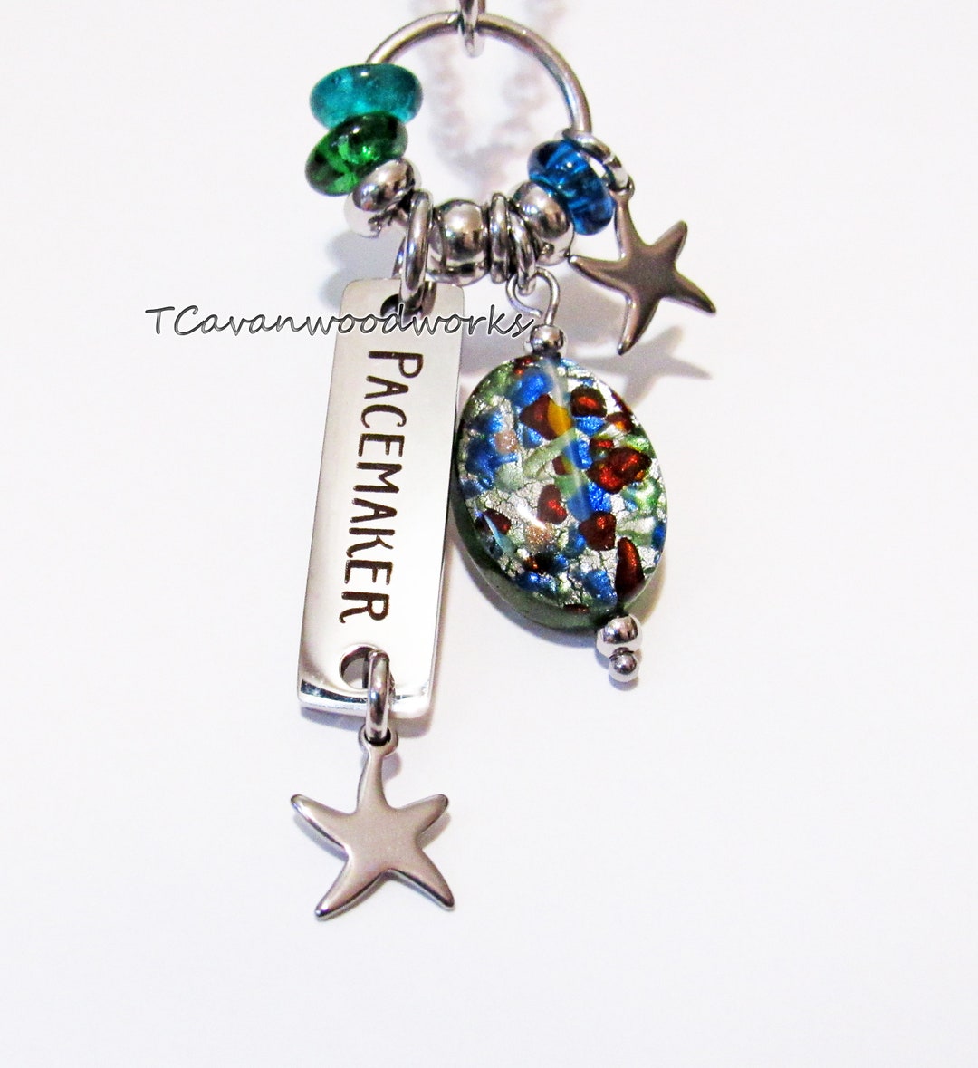 Pacemaker Necklace Beach Themed Mosaic Glass and Starfish Charms ...