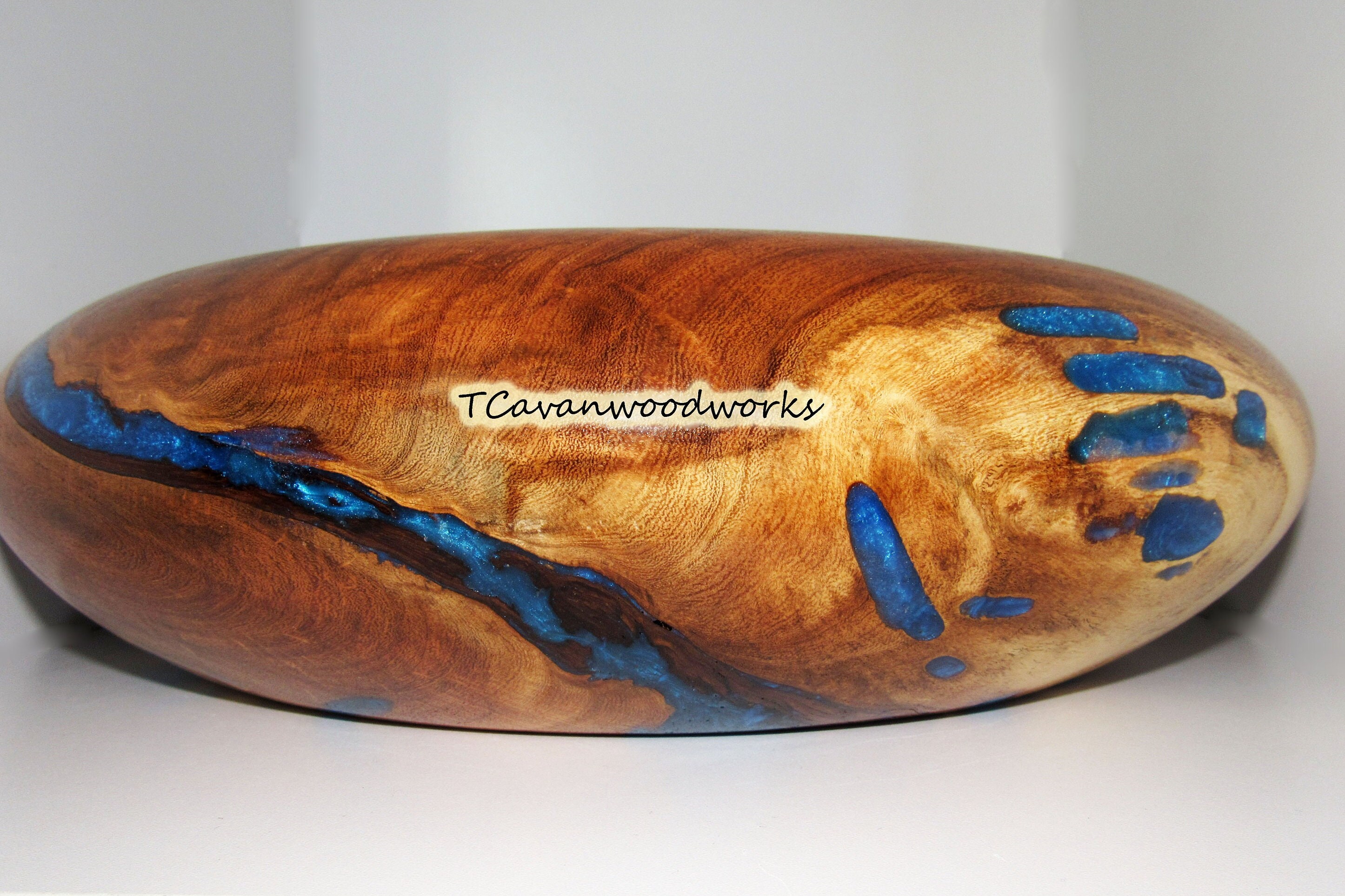 Resin Inlaid Wood Sculpture Mesquite Root Ball Woodturning Blue ...