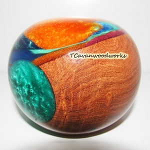 Wood Turned Resin Inlaid Oblate Sphere Art Blue Moon Fireball Galaxy ...