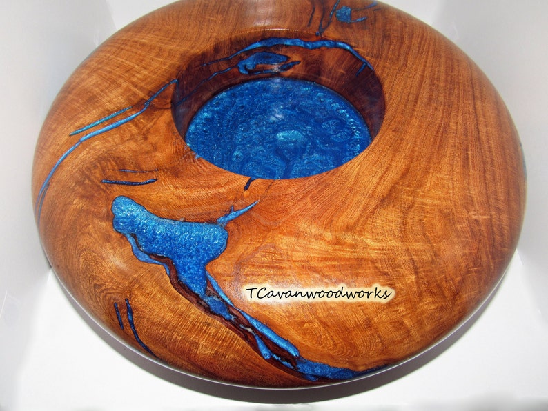 Resin Inlaid Wood Sculpture Mesquite Root Ball Woodturning Blue ...