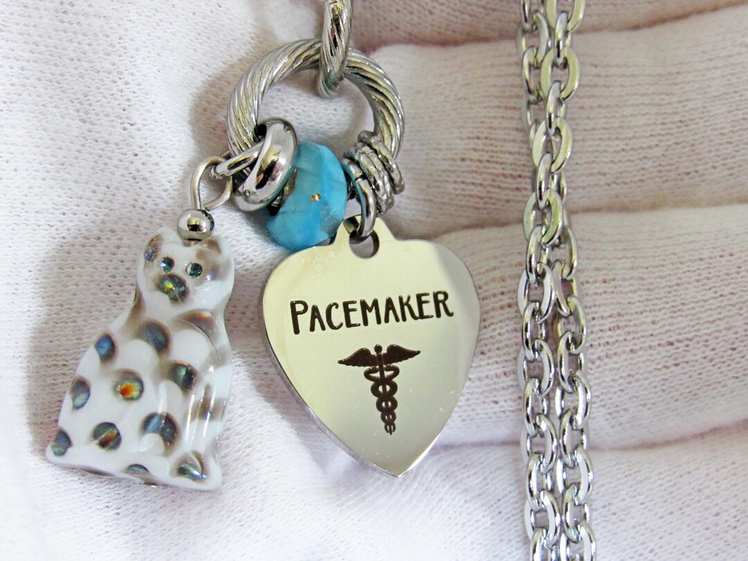 Pacemaker Medical Alert Id Necklace Kitty Cat Pendant Pacemaker Id Jewelry Gifts Stainless ...