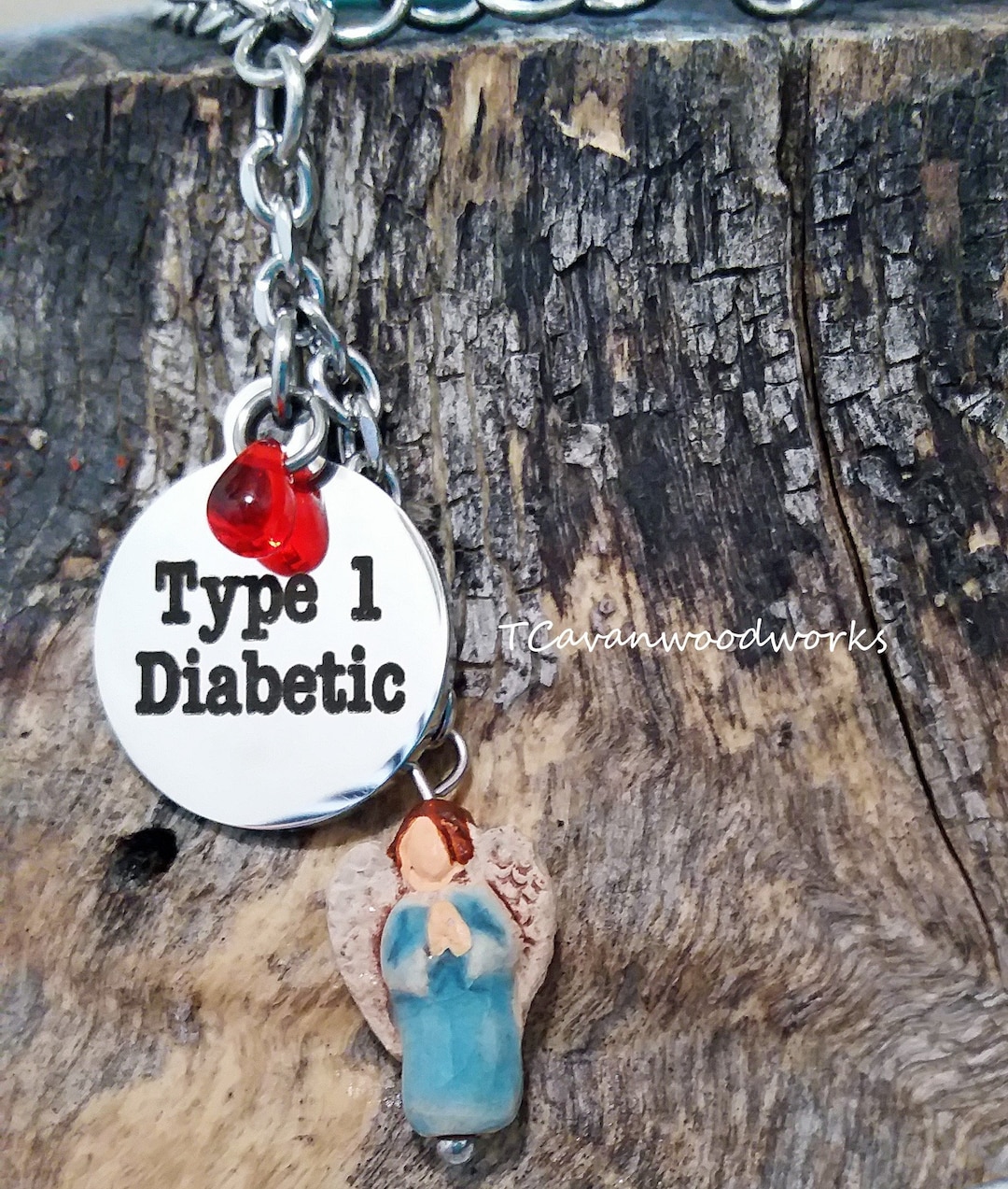 Type 1 Diabetic Necklace, Guardian Angel Pottery Charm, Type One ...