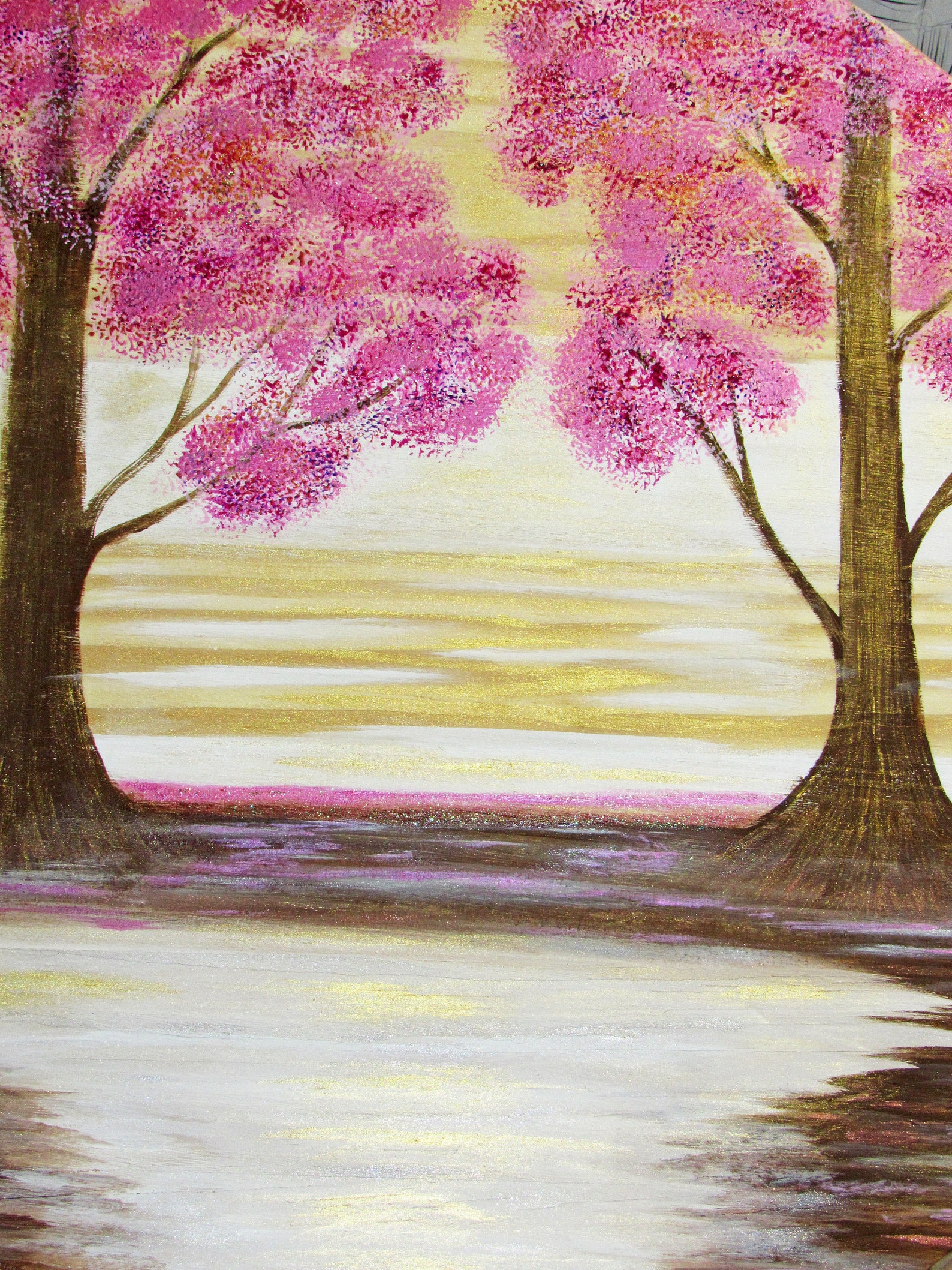 Tree Painting Pink Tree Painting Wood Painting Metallic - Etsy