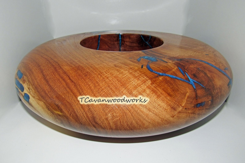 Resin Inlaid Wood Sculpture Mesquite Root Ball Woodturning Blue ...