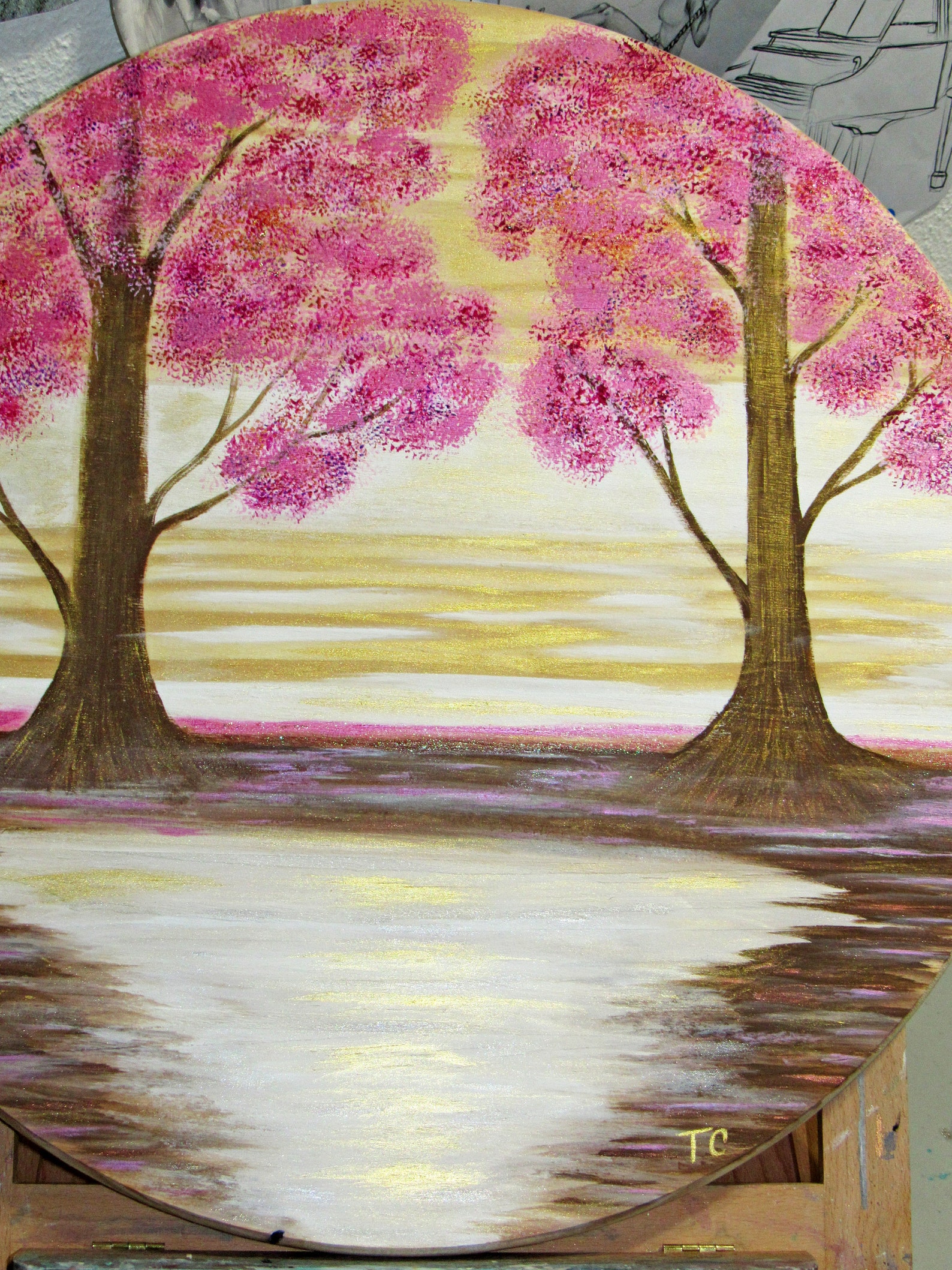Tree Painting Pink Tree Painting Wood Painting Metallic - Etsy