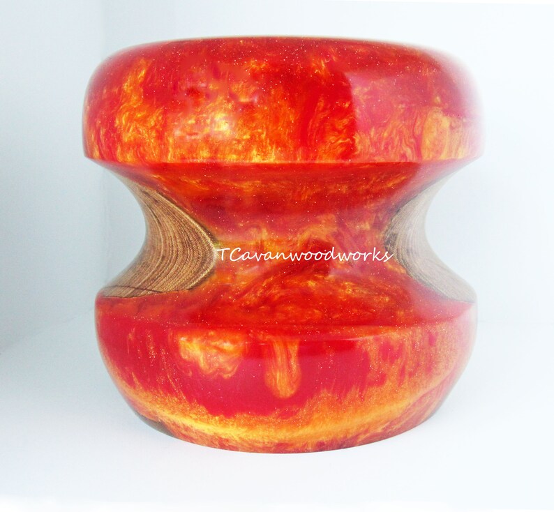 Fire Flames Resin Inlaid Wood Turning Art Hand Turned Honey Mesquite ...