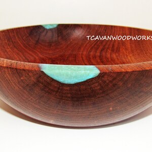 RESIN INLAID Wood Bowl Hand Turned Wood Bowl Aqua Blue Resin Inlay ...