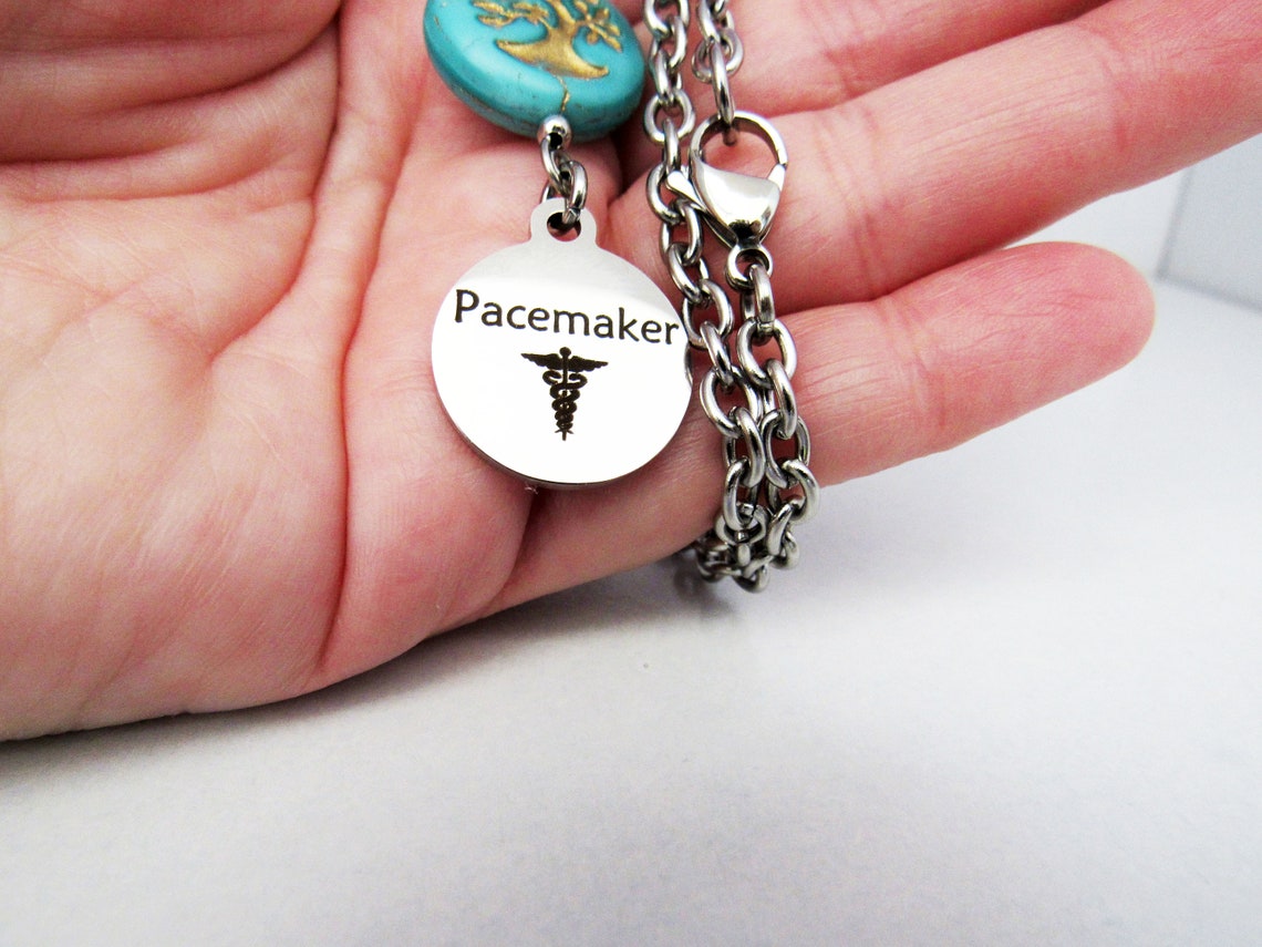 PACEMAKER NECKLACE STAINLESS Women Heart Patient Medical Alert | Etsy