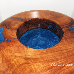 Resin Inlaid Wood Sculpture Mesquite Root Ball Woodturning Blue ...