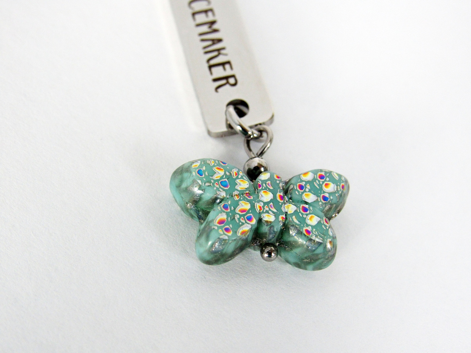 Pacemaker Necklace Stainless Turquoise Glass Butterfly Charm Pacemaker ...